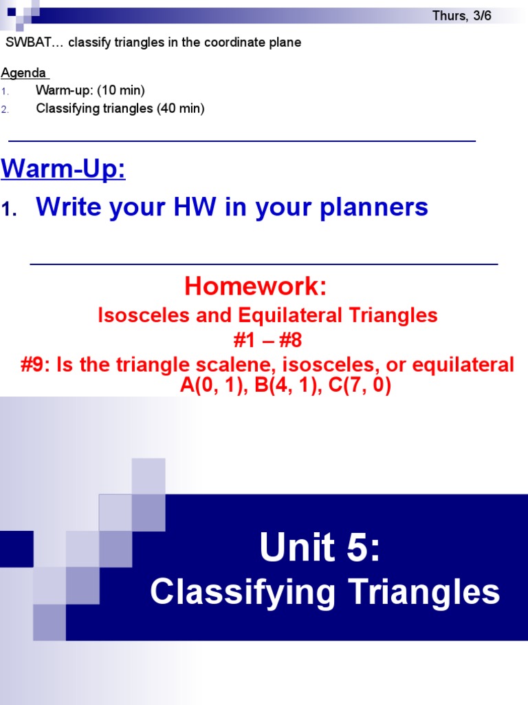 Warm-Up: Write Your HW in Your Planners: Homework | PDF | Triangle | Convex Geometry