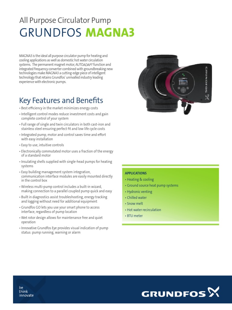All Purpose Circulator Pump MAGNA3: An Intelligent, Energy Efficient ...