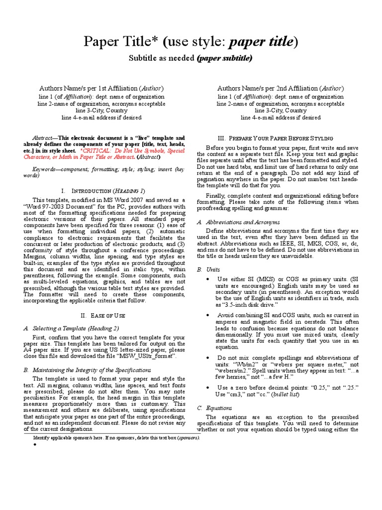 Paper Title (Use Style: Paper Title) : Subtitle As Needed (Paper ...