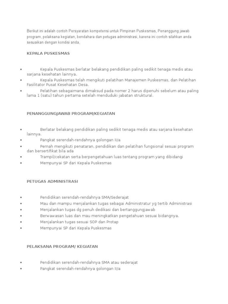 Contoh Persyaratan Kompetensi | PDF
