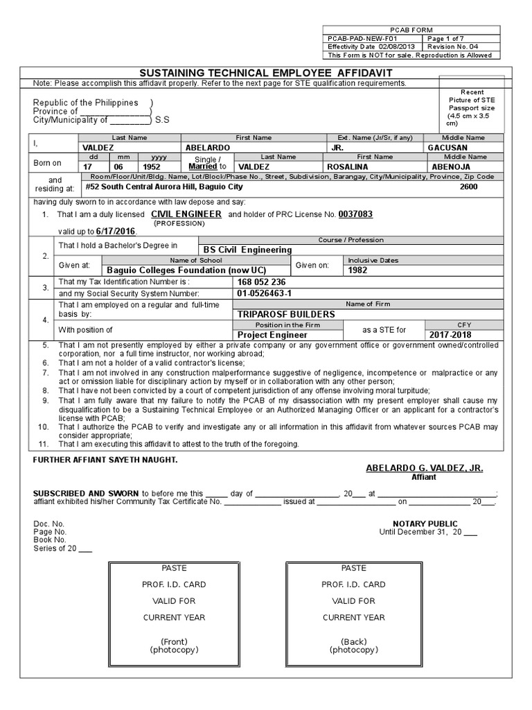 Abelardo Valdez STE Forms | PDF