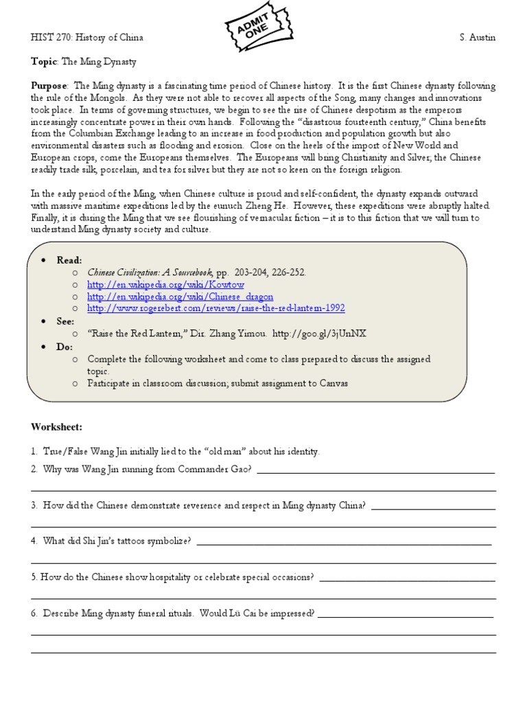 (HIST270) Assignment 8 PREPWORK Ming Dynasty PDF | PDF | History Of China | China