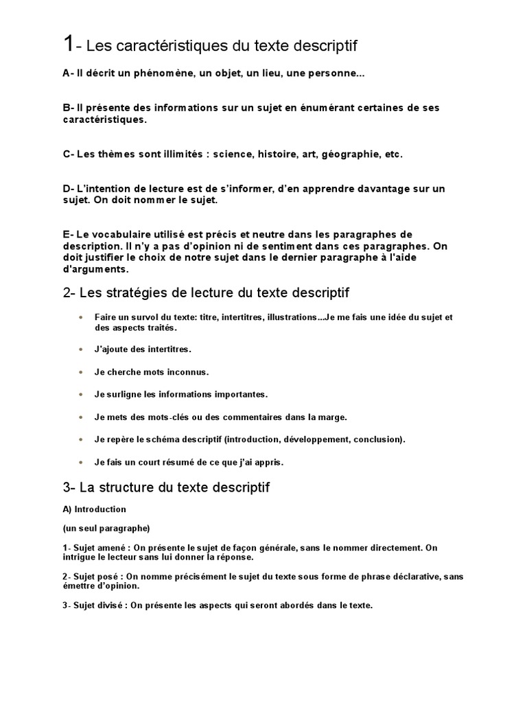 Texte Descriptif | PDF | Lecture (Processus) | Sciences cognitives