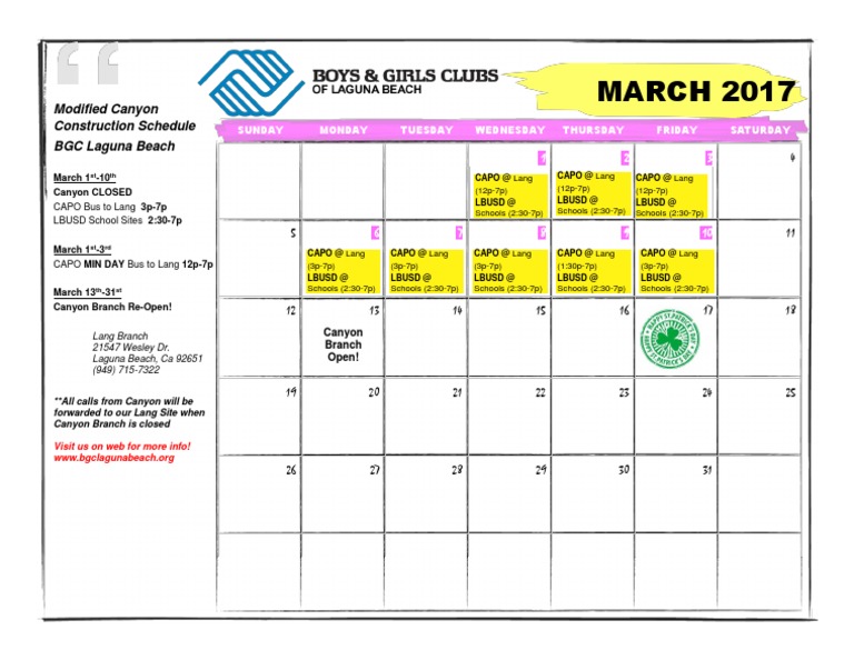 BGC March Modified Calendar | PDF | Sports | Leisure