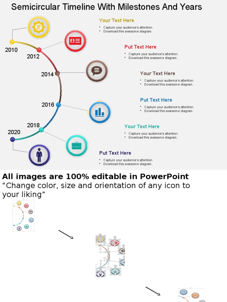 HB Semicircular Timeline With Milestones and Years Powerpoint Template ...