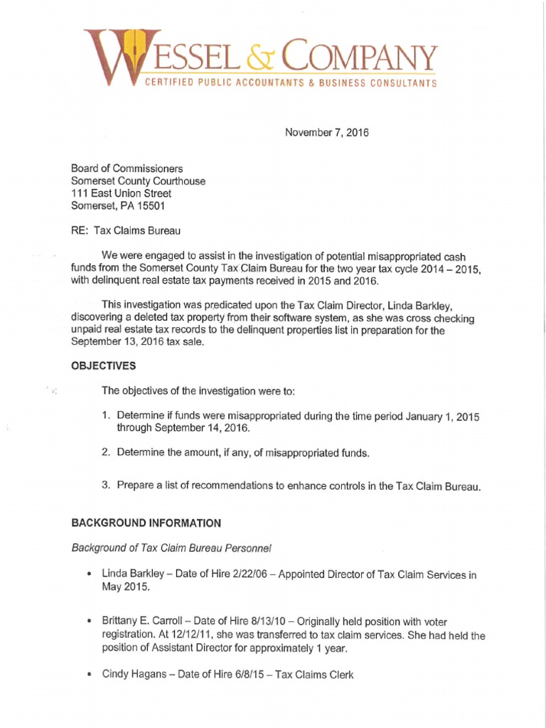 Somerset Co Audit Tax Claim Bureau 020317 | PDF Somerset Co Audit Tax Claim Bureau 020317 | PDF