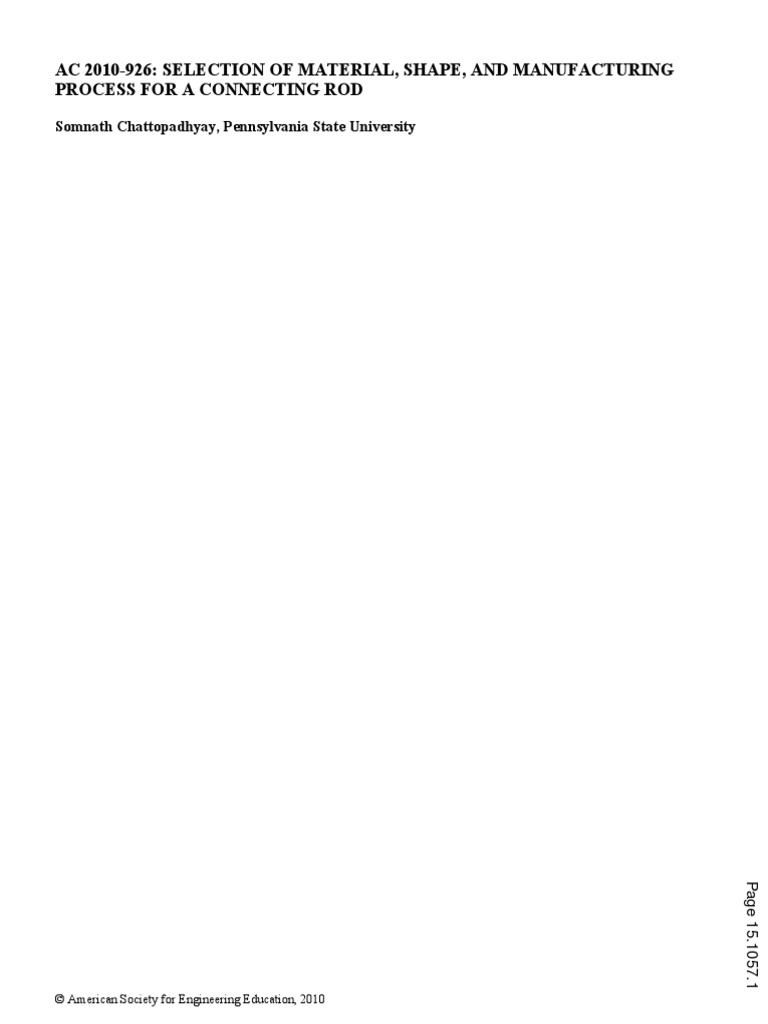 Selection of Material Shape and Manufacturing Process For A Connecting ...