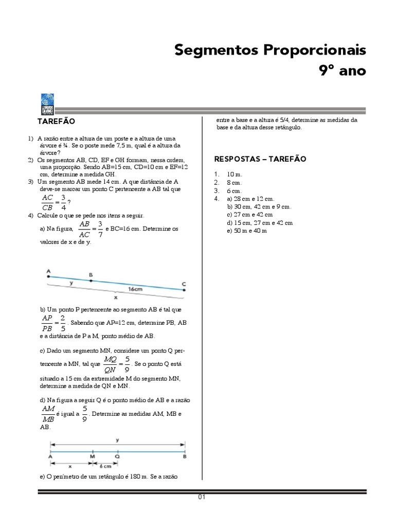 Segmentos Proporcionais 9º Ano2017 | PDF