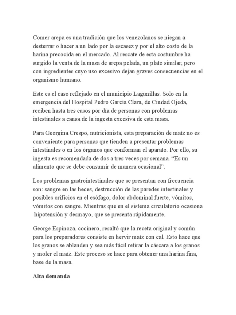 Arepa Pelada | PDF | Nutrientes | Maíz