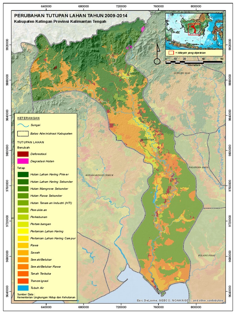 Peta Penutup Lahan Kabupaten Katingan - A4 | PDF