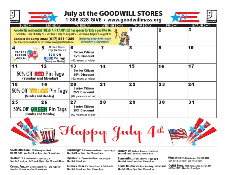 Goodwill July Sales & Hours in Boston | PDF