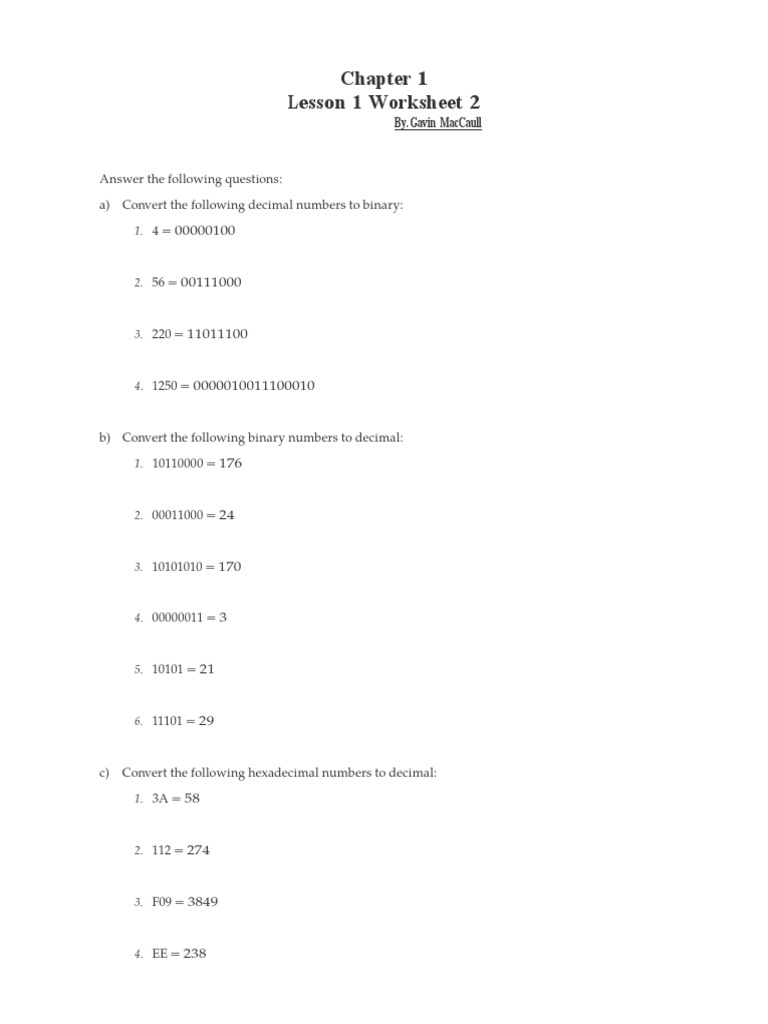 ch01 Lesson 1 Worksheet 2 | PDF