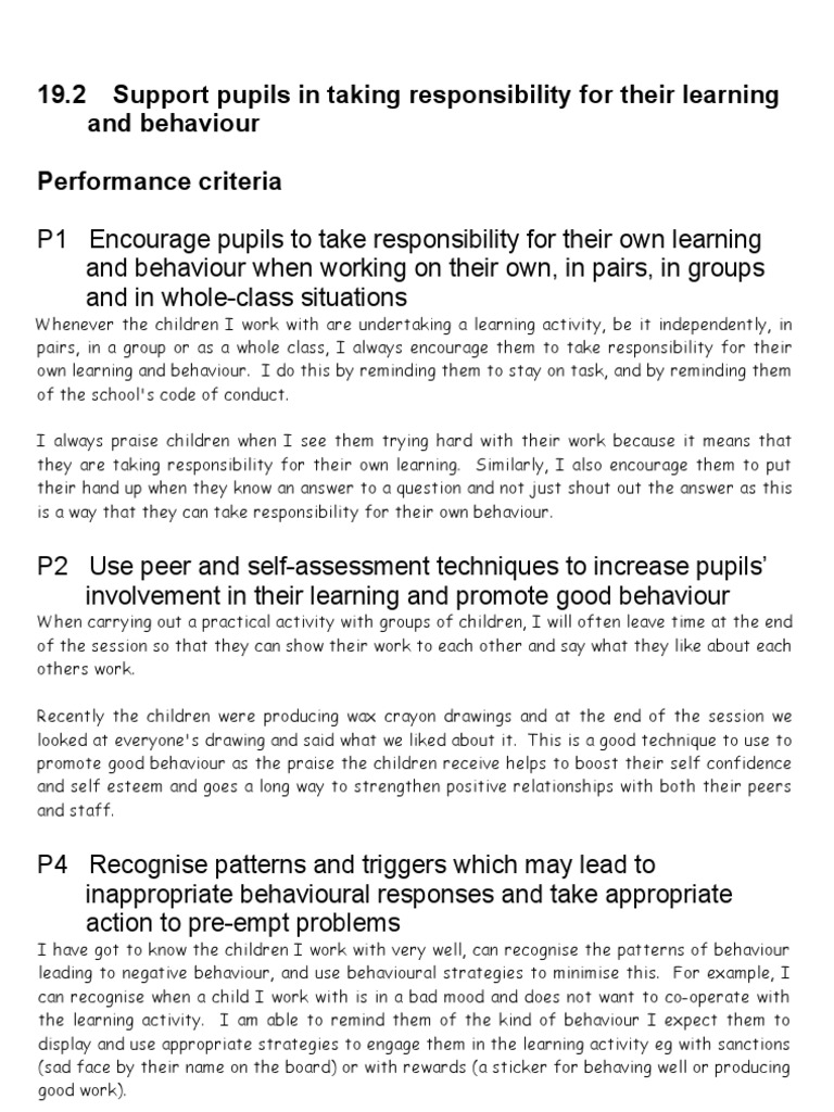 Supporting Student Responsibility and Behavior | PDF | Behavior | Learning