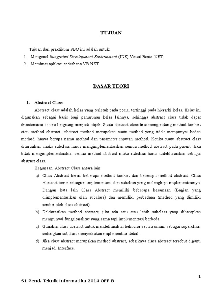 Laporan 5 Pemrograman Berorientasi Objek (PBO) - Mengenal Visual | PDF