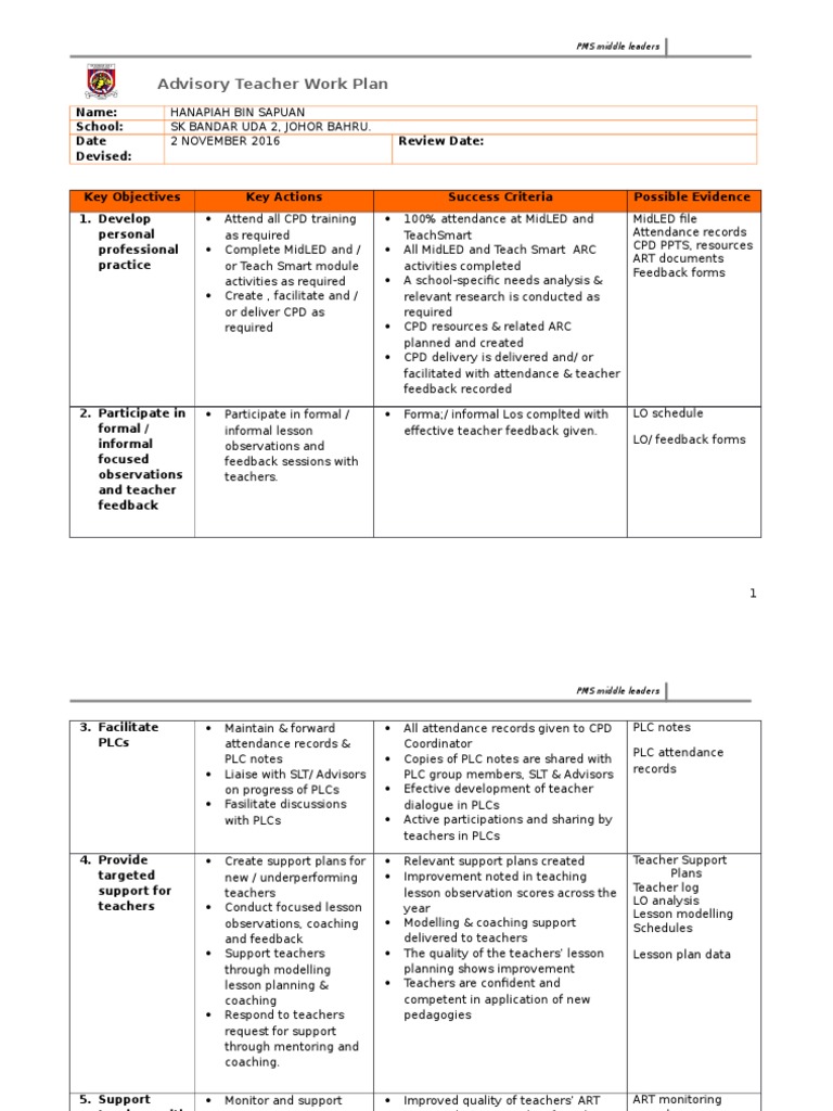 Action Plan 2016 | Teaching | Pedagogy