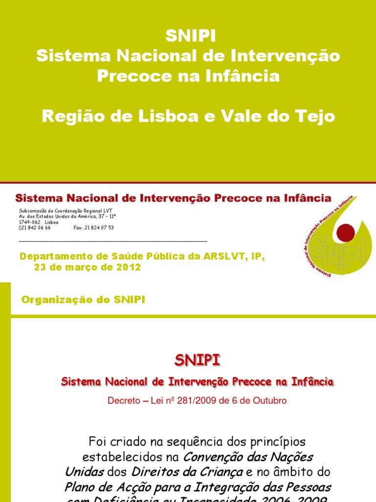 SNIPI: Intervenção Precoce na Infância em Lisboa | PDF | Pré-escola ...