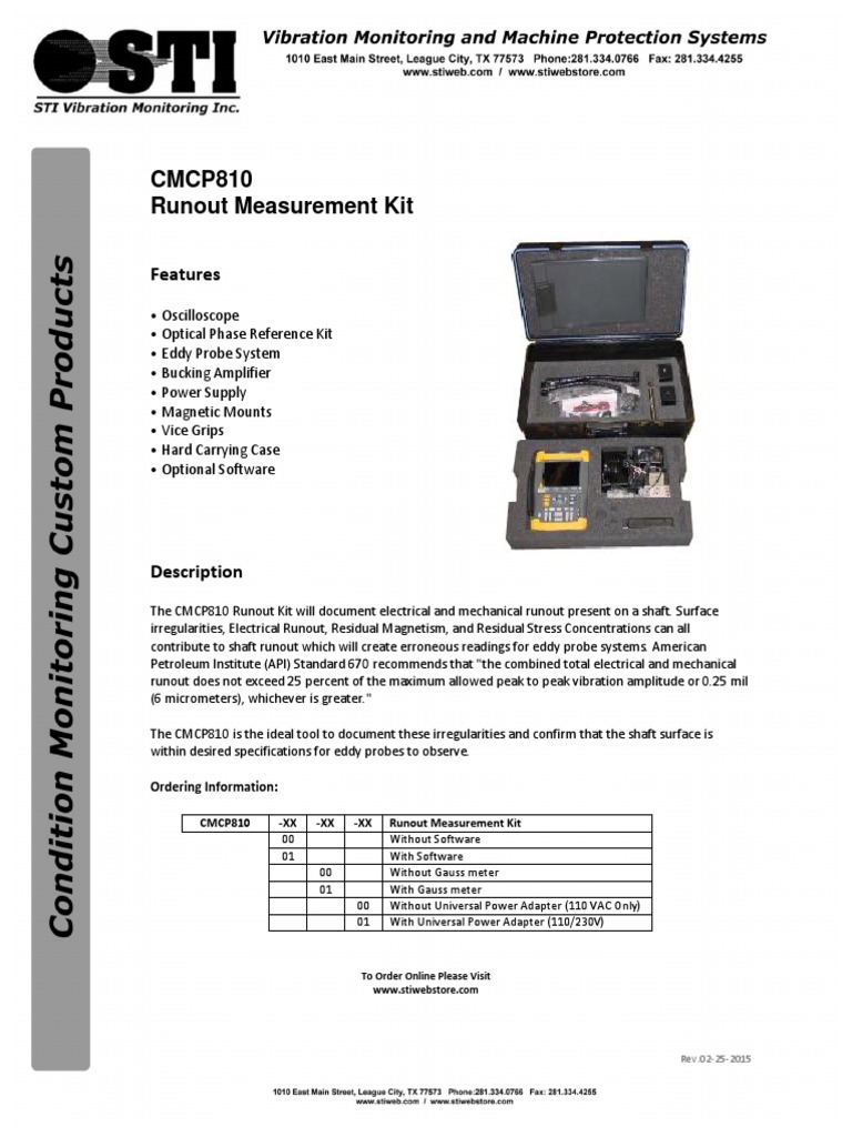 CMCP810 Runout Measurement Kit: Features | PDF