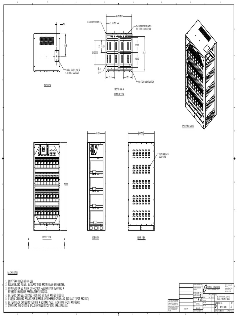384V, 4 Tier, Top Brkr. Battery Rack, 12V, FT,: Electronic System ...