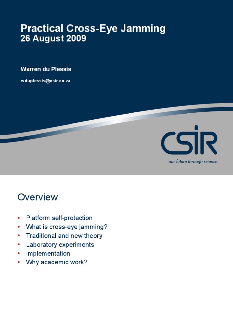 Practical Cross-Eye Jamming: 26 August 2009 | PDF | Radio Technology ...