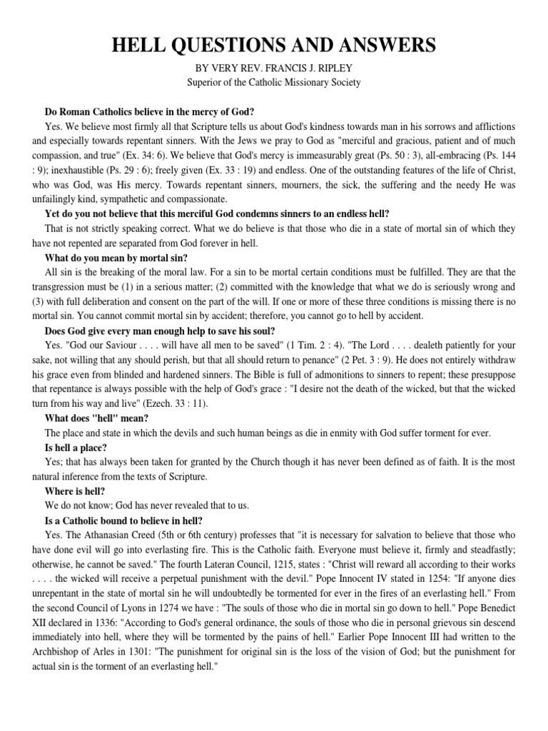 Hell Questions and Answers | Download Free PDF | Hell | Grace In ...