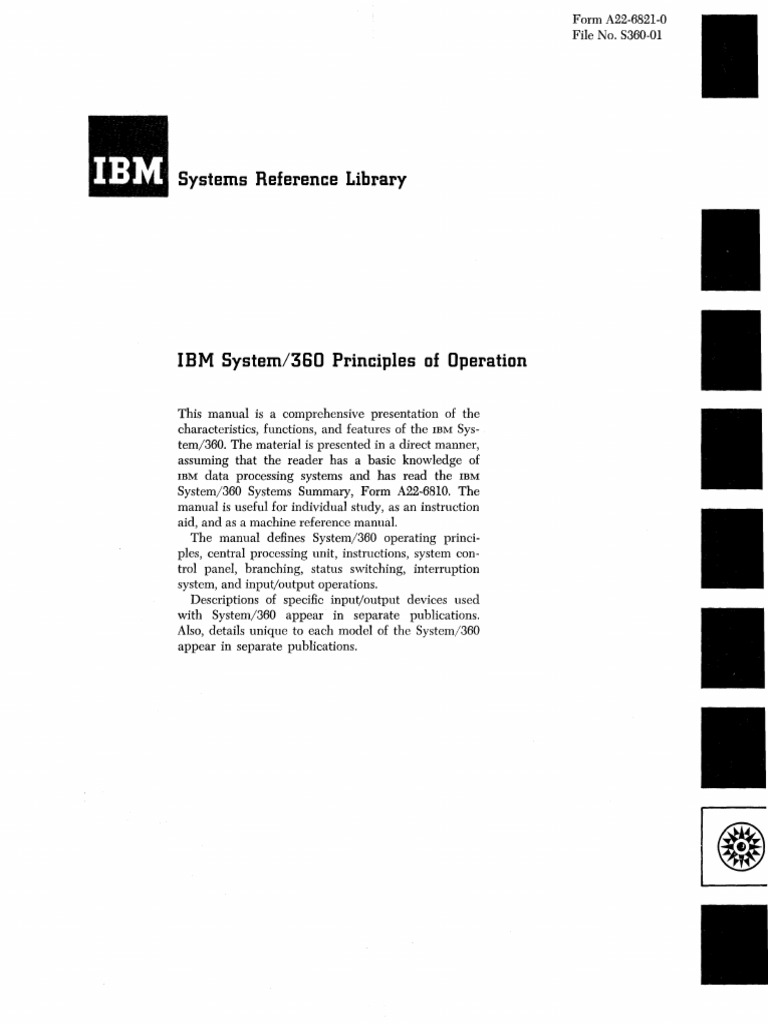 IBM System/360 Principles of Operation Guide | PDF | Input/Output | Central Processing Unit