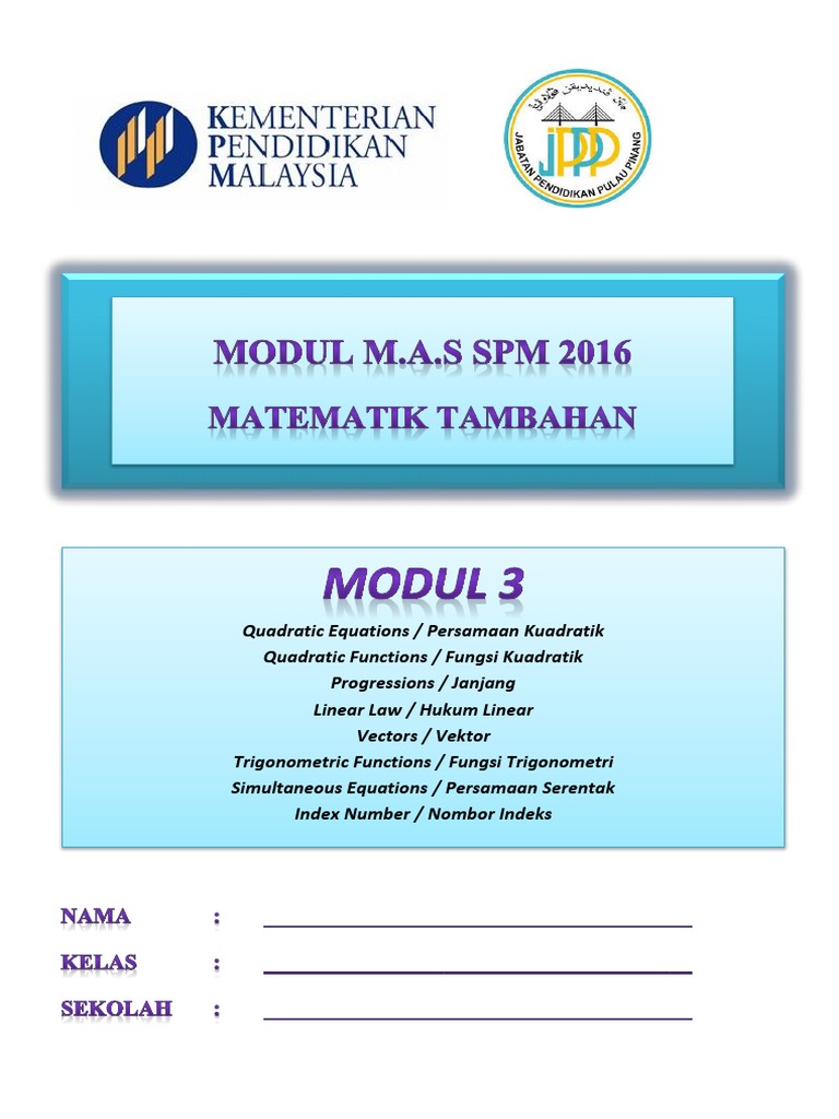 Modul 3 Add Maths 2016 | PDF