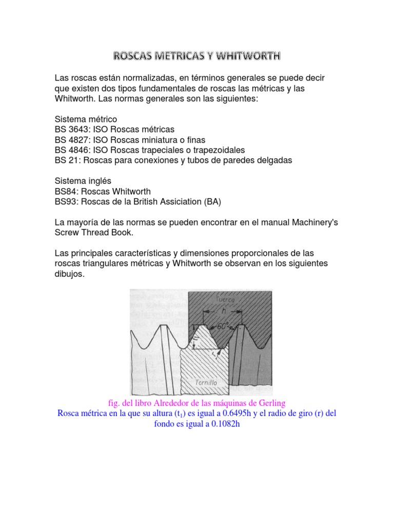 Roscas Metricas y Whitworth | PDF | Ciencia y matemáticas