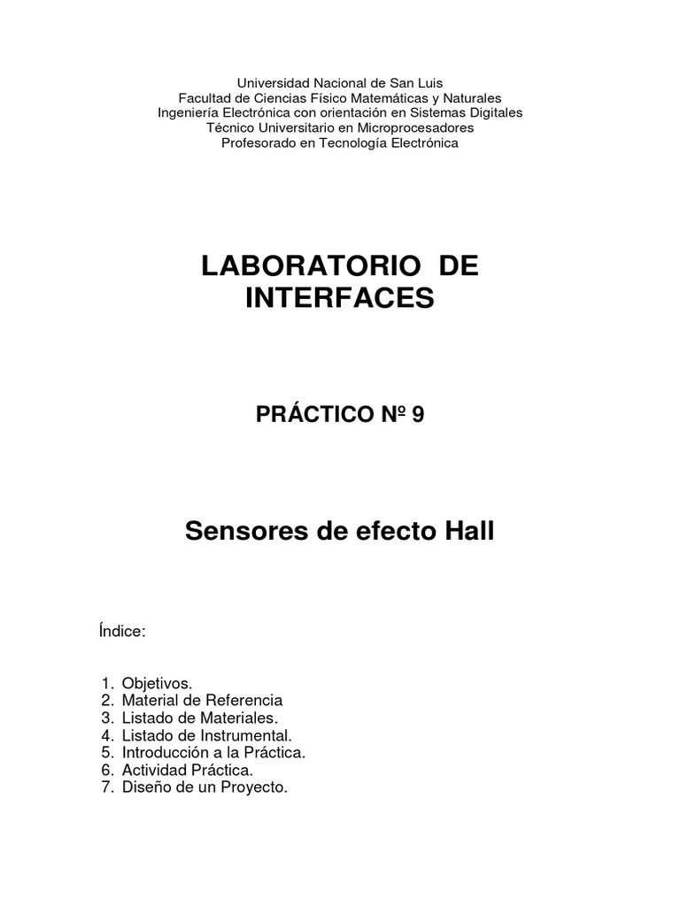 Sensores Efecto Hall Laboratorio PDF | PDF