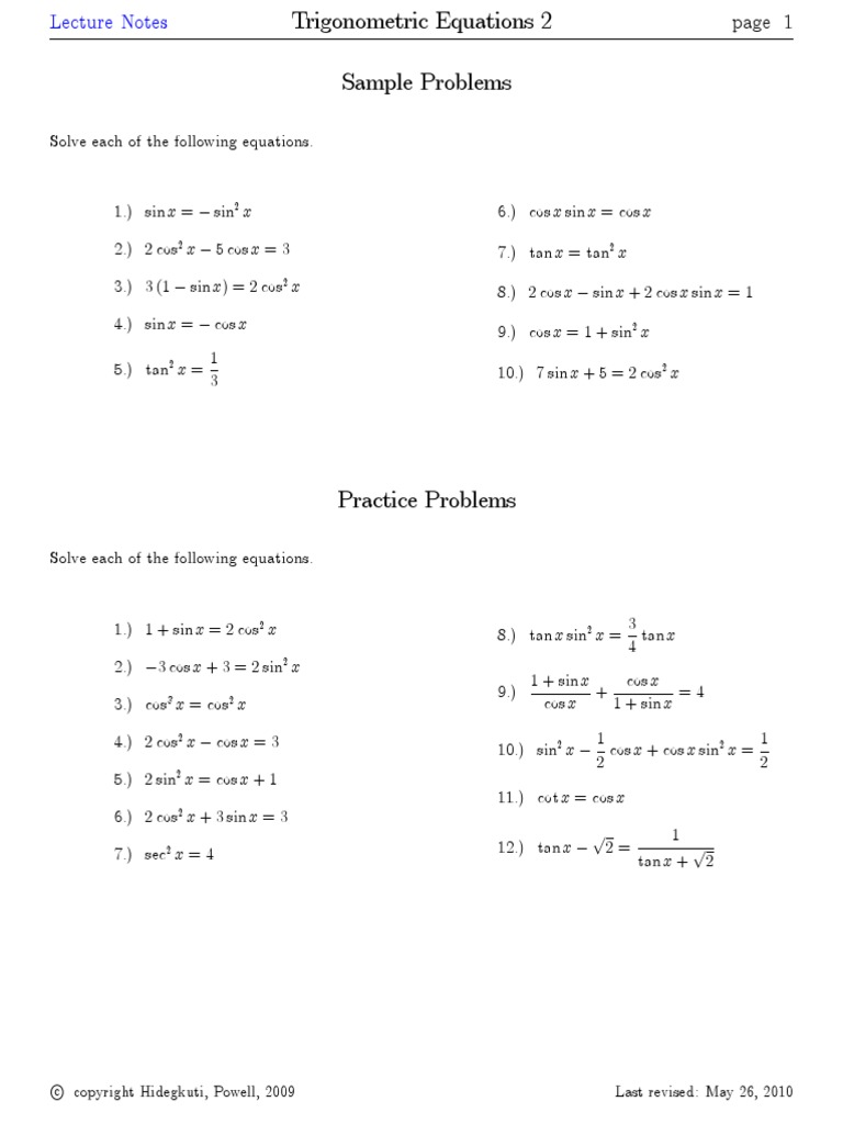 Equations 2 | PDF | Trigonometric Functions | Sine