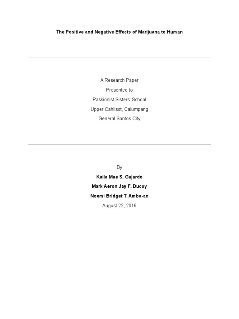The Positive and Negative Effects of Marijuana To Human | PDF | Medical ...