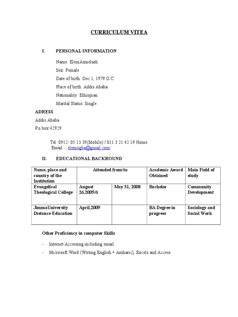 Curriculum Vitea | PDF