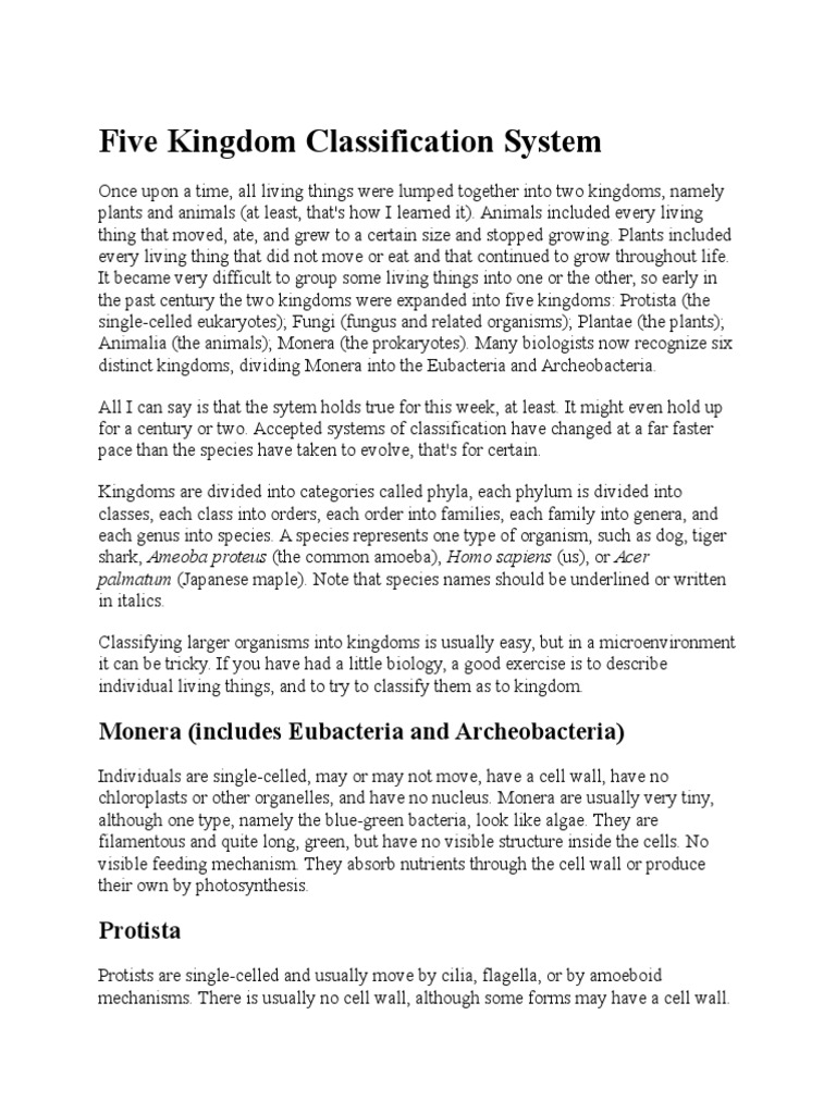 Five Kingdom Classification System | Cell (Biology) | Nature