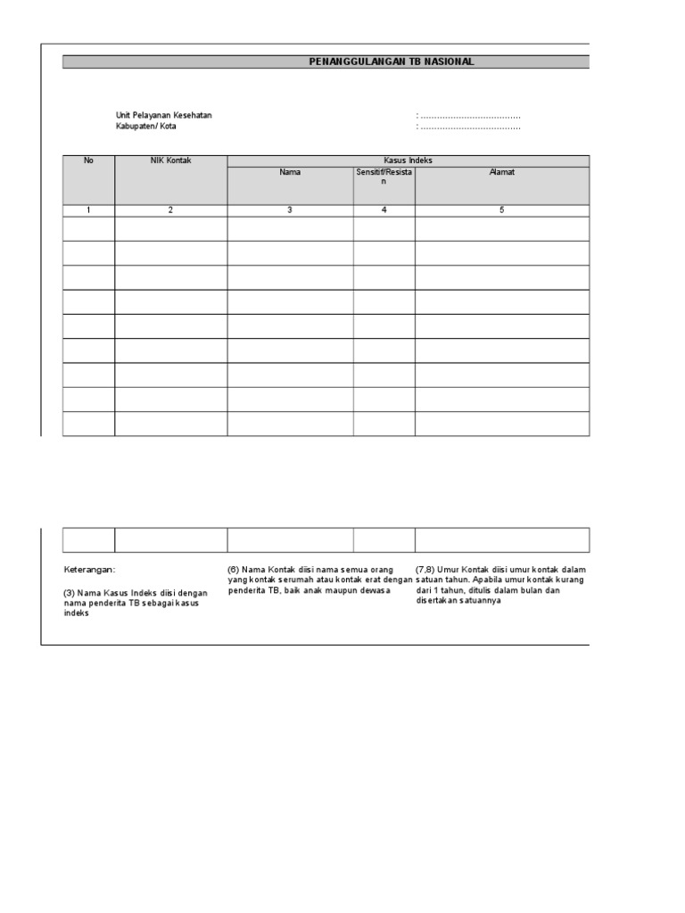 TB.16 Register Kontak Tuberkulosis 2015 - Final | PDF