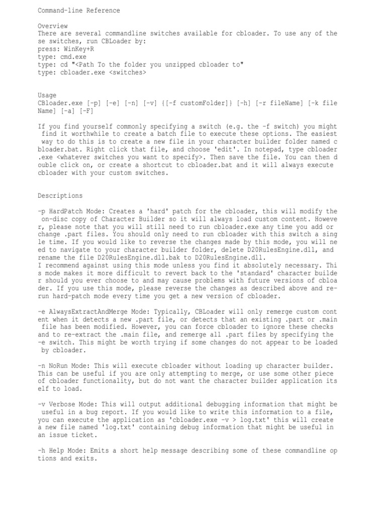 CBLoader Command-Line Reference | PDF | Command Line Interface ...