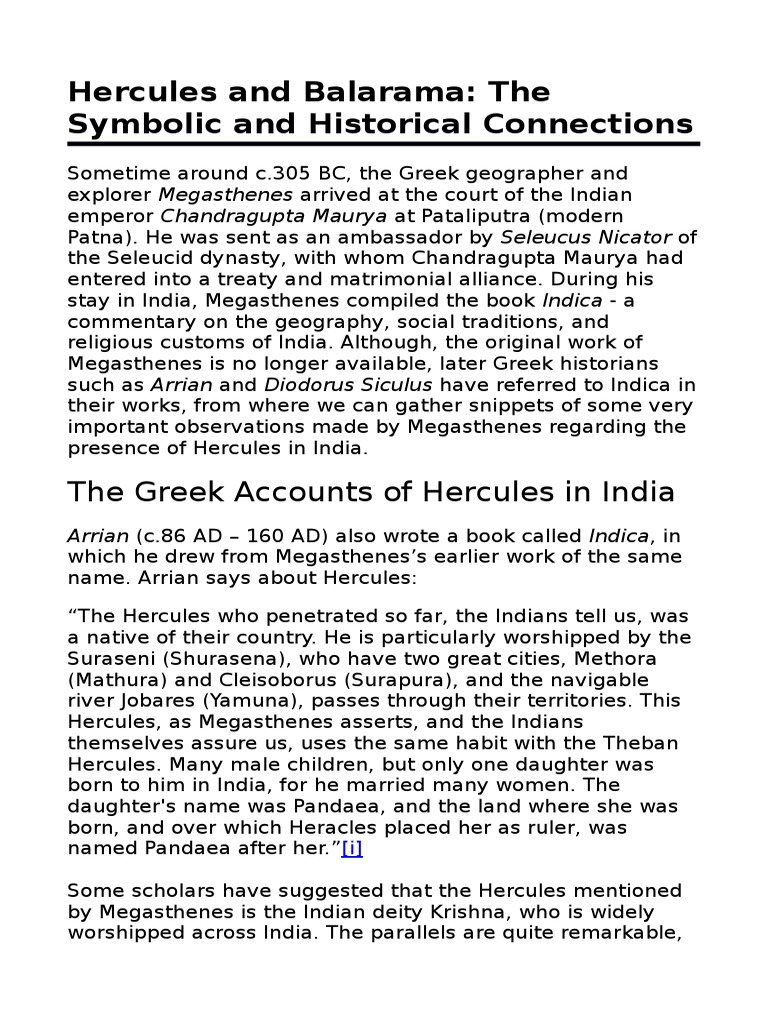 Hercules and Balarama: Symbolic Links | PDF | Religion And Belief