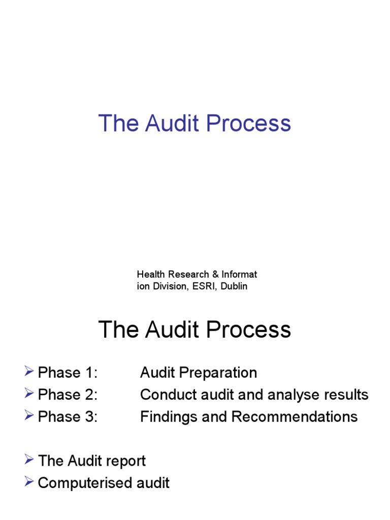 The Audit Process: Health Research & Informat Ion Division, ESRI ...