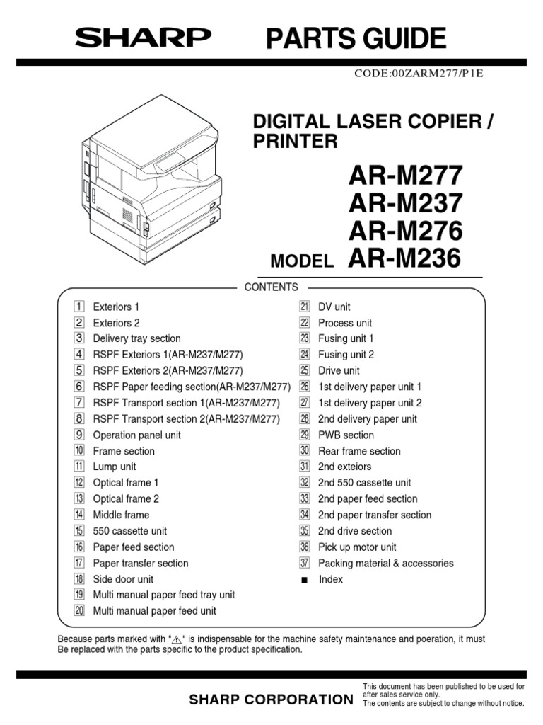 Sharp AR-M277-237-276-236 Part Catalog PDF | PDF