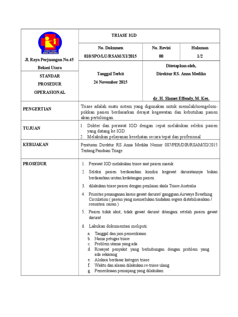 SPO Triase IGD | PDF