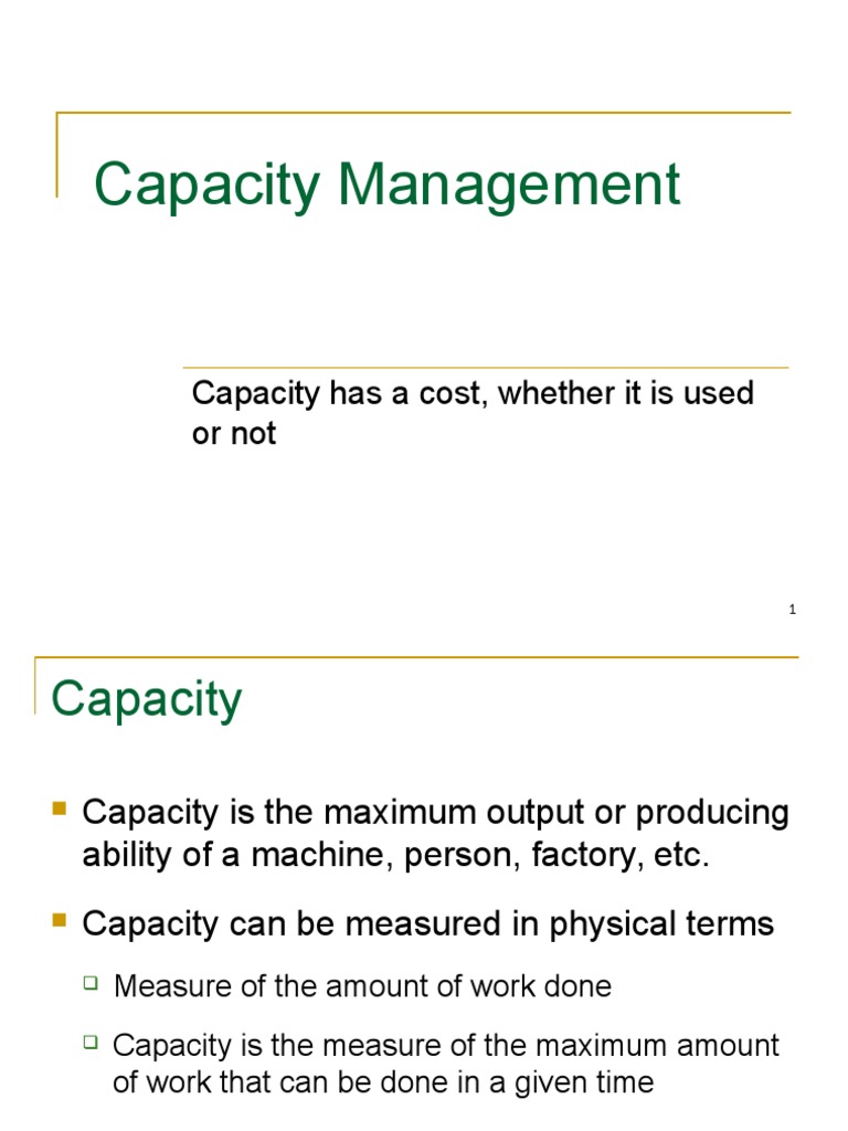 Capacity Management | Business | Economics