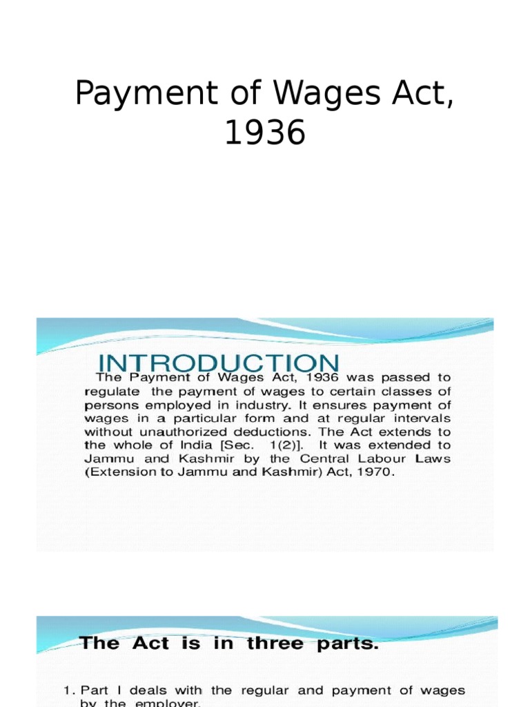 Payment of Wages Act, 1936 | PDF | Wage | Salary
