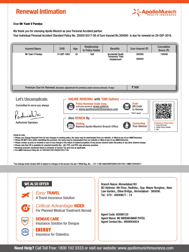 Renewal Intimation: Let's Uncomplicate | PDF | Insurance | Service ...