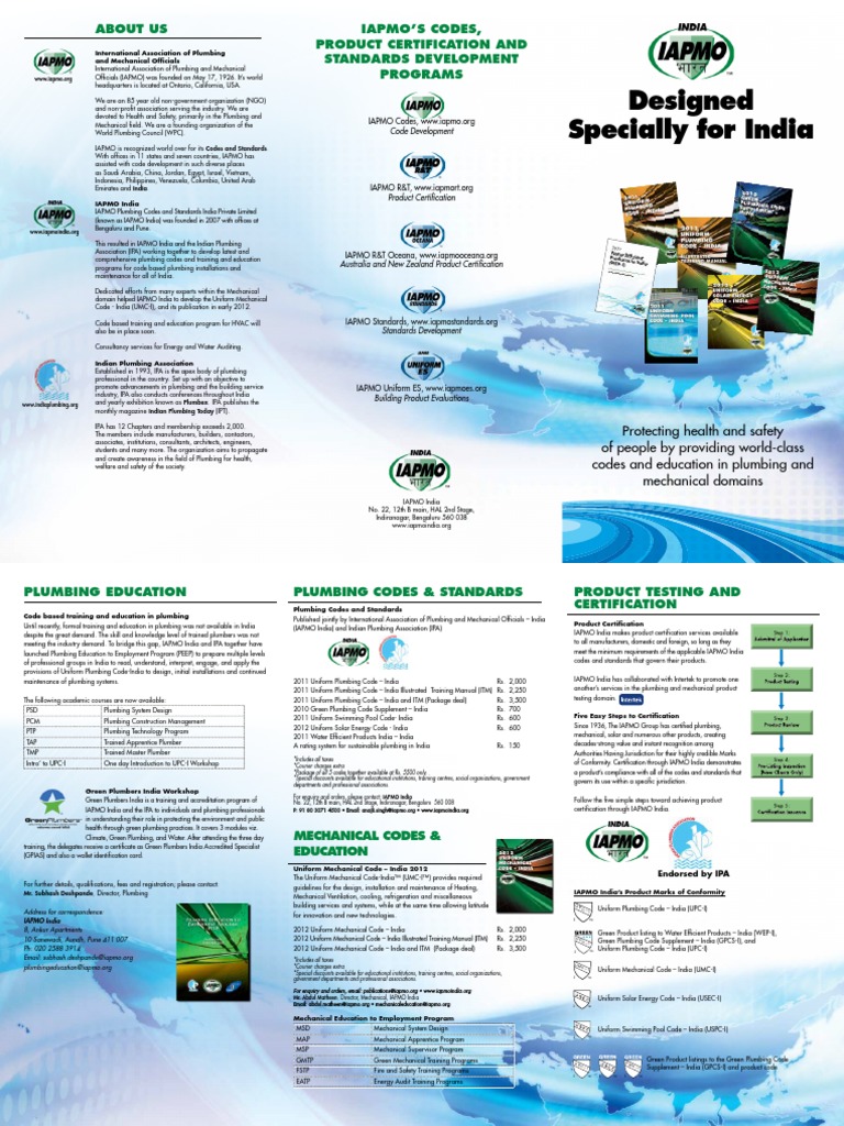 Designed Specially For India: About Us Iapmo'S Codes, Product ...