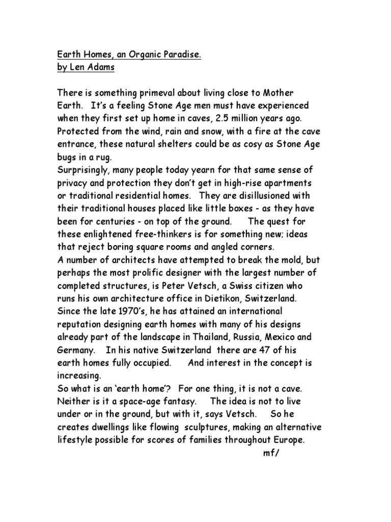 Vetsch Earth Homes | PDF | Architectural Design | Architecture