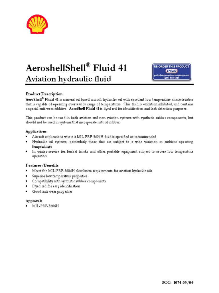 Aeroshell Fluid 41 Pds | Viscosity | Materials