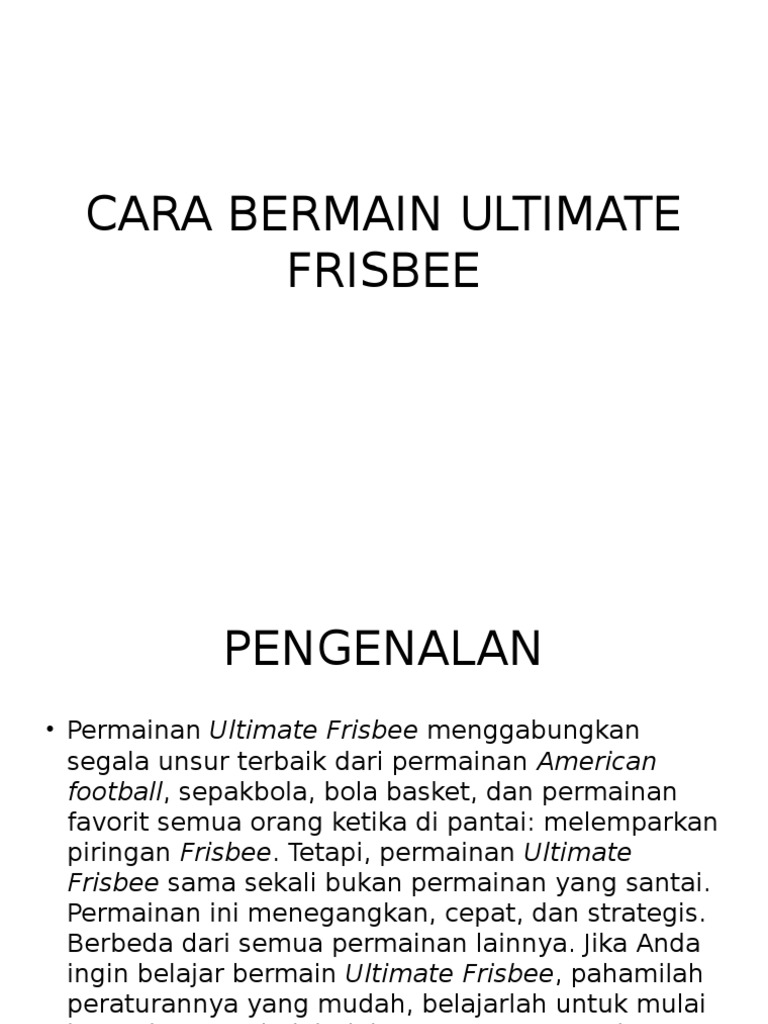 Cara Bermain Ultimate Frisbee | PDF