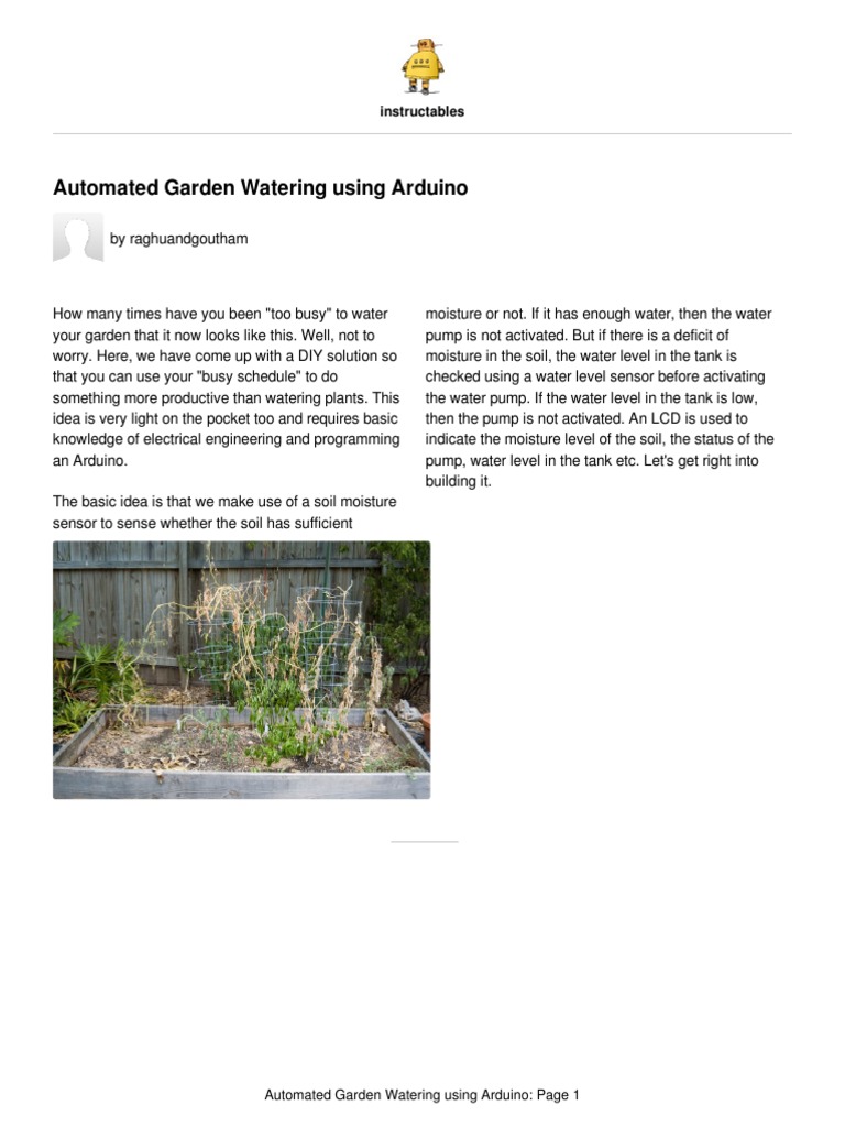 Automated Garden Watering Using Arduino | PDF | Arduino | Electronic ...