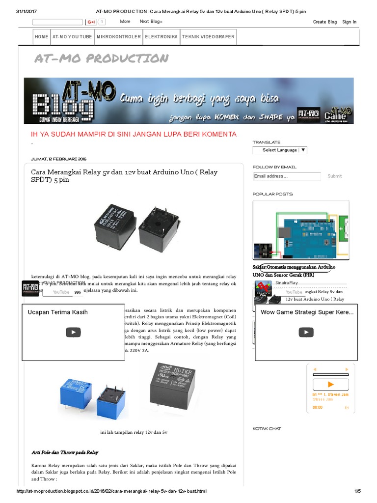 Panduan Relay SPDT untuk Arduino | PDF