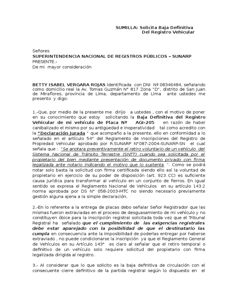Solicitud de Baja Definitiva Vehicular | PDF | Información del gobierno ...