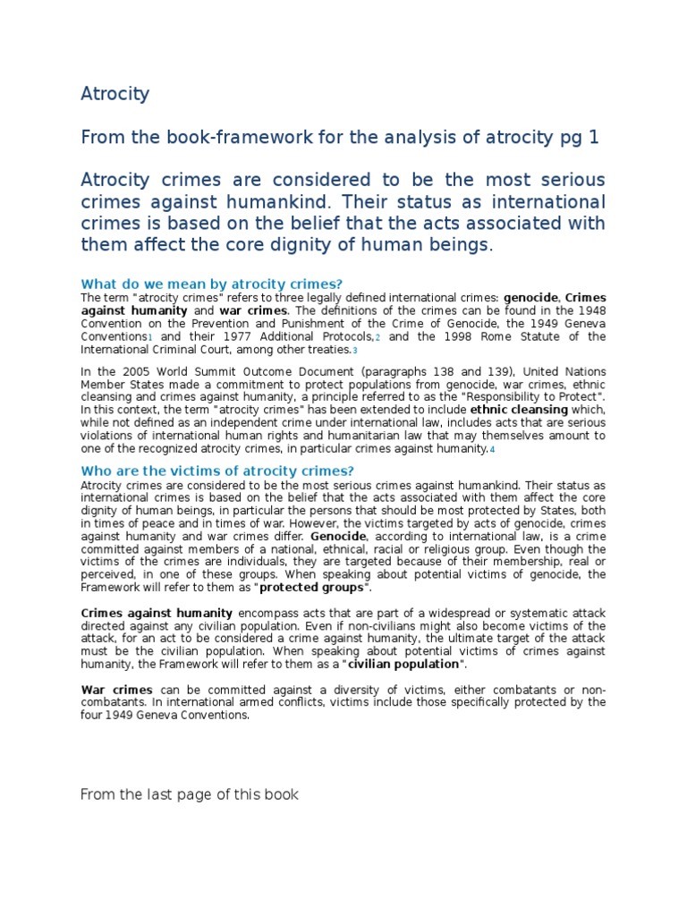 What Do We Mean by Atrocity Crimes?: From The Last Page of This Book ...