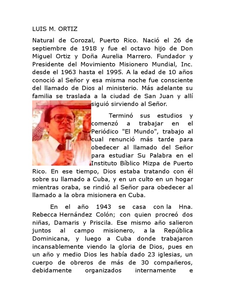 Biografia de Luis M Ortiz | PDF | Cuba | Religión y creencia